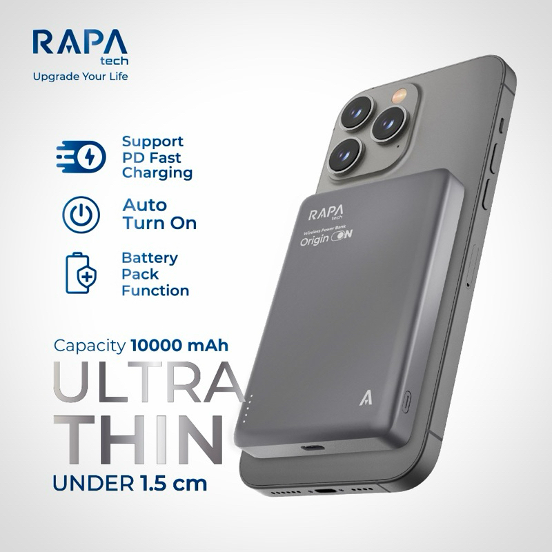Jual RAPAtech PowerBank Wireless 10.000mAh Fast Charging 20Watt Strong ...
