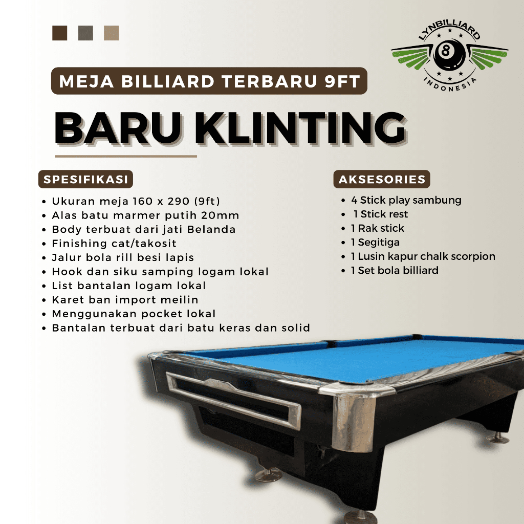 Jual MEJA BILLIARD BARU KLINTING 9FT MEJA BILYAR TIPE BARU 9FT | Shopee ...