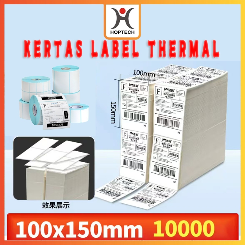 Jual Hoptech - Label Barcode 100 x 150 mm 1 Line 500pcs/Roll & 250 pcs kertas sticker thermal ...