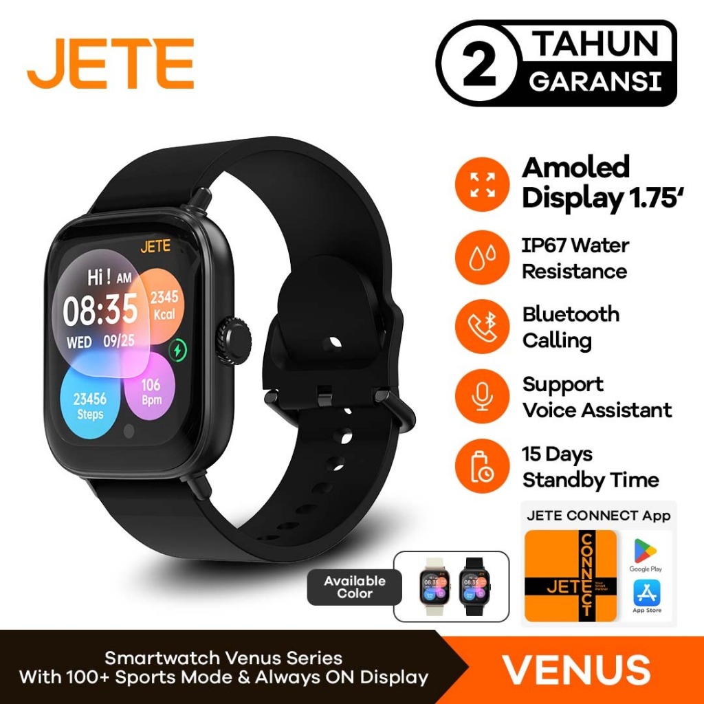 Jual Smartwatch JETE VENUS Amoled SP02 Bluetooth Calling IP67 with 100 ...