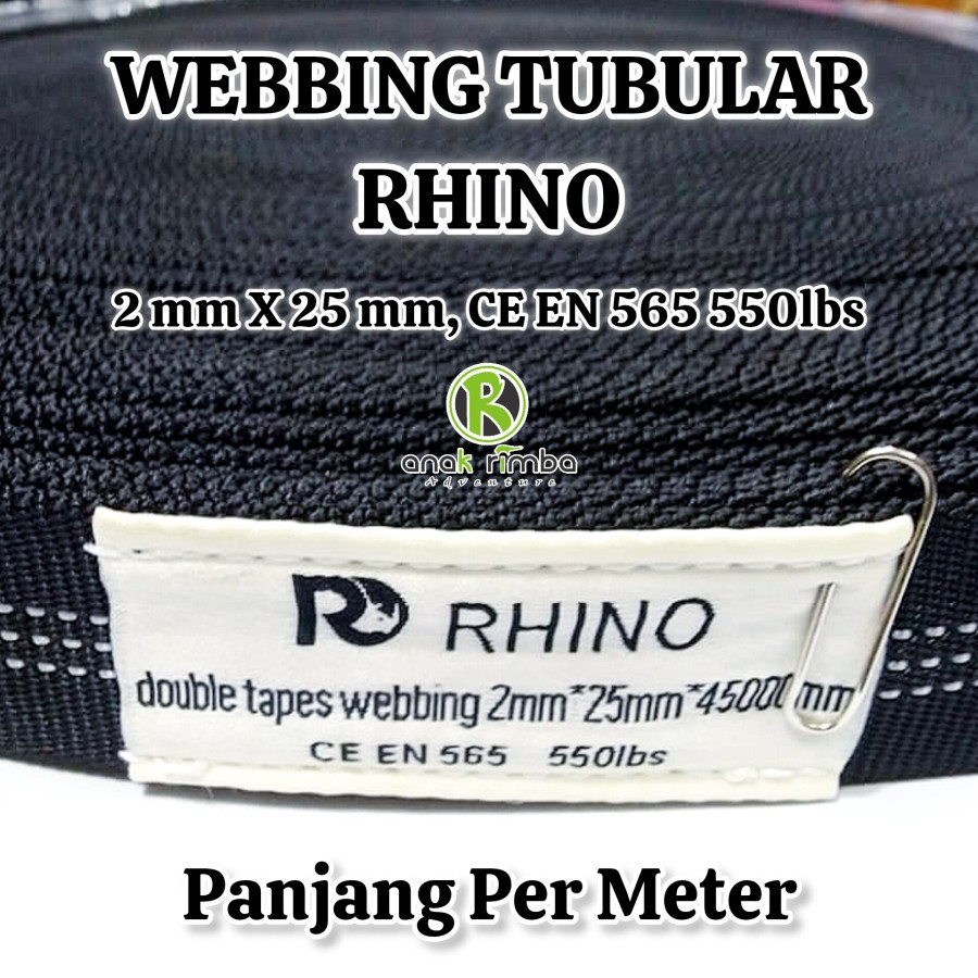 Jual WEBBING PANJAT TUBULAR RHINO PER METER TALI HARNESS TALI TUBUB NOT ...