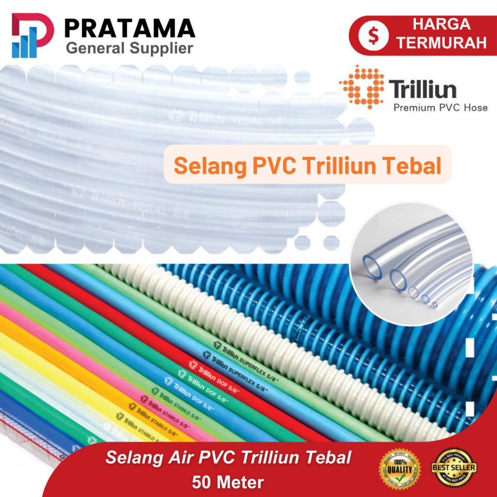 Jual Selang Elastis Tebal Trilliun 1/2" 50 meter ( Tebal & Anti Tekuk ) - Selang PVC Bening ...