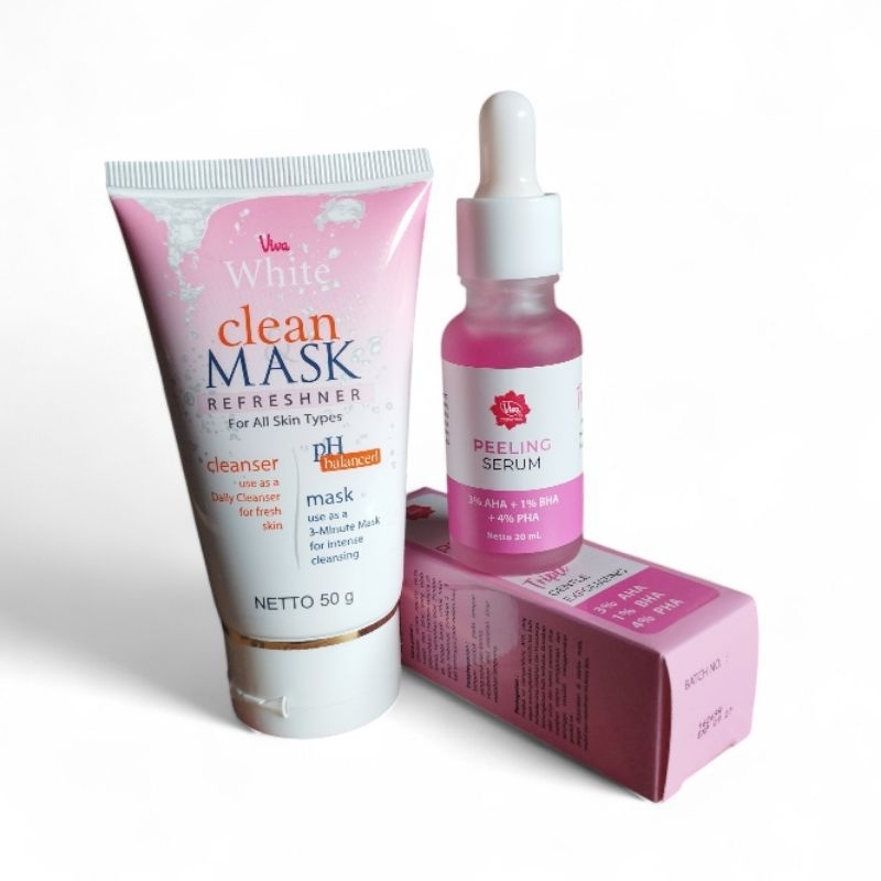 Jual Paket Viva (Clean Mask For All Skin + Serum Peeling) | Shopee ...