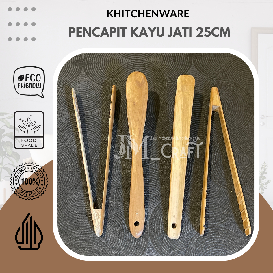 Jual [JMCraft] Pencapit Kayu Jati Panjang 25cm / Wooden Cake Tongs Teak ...