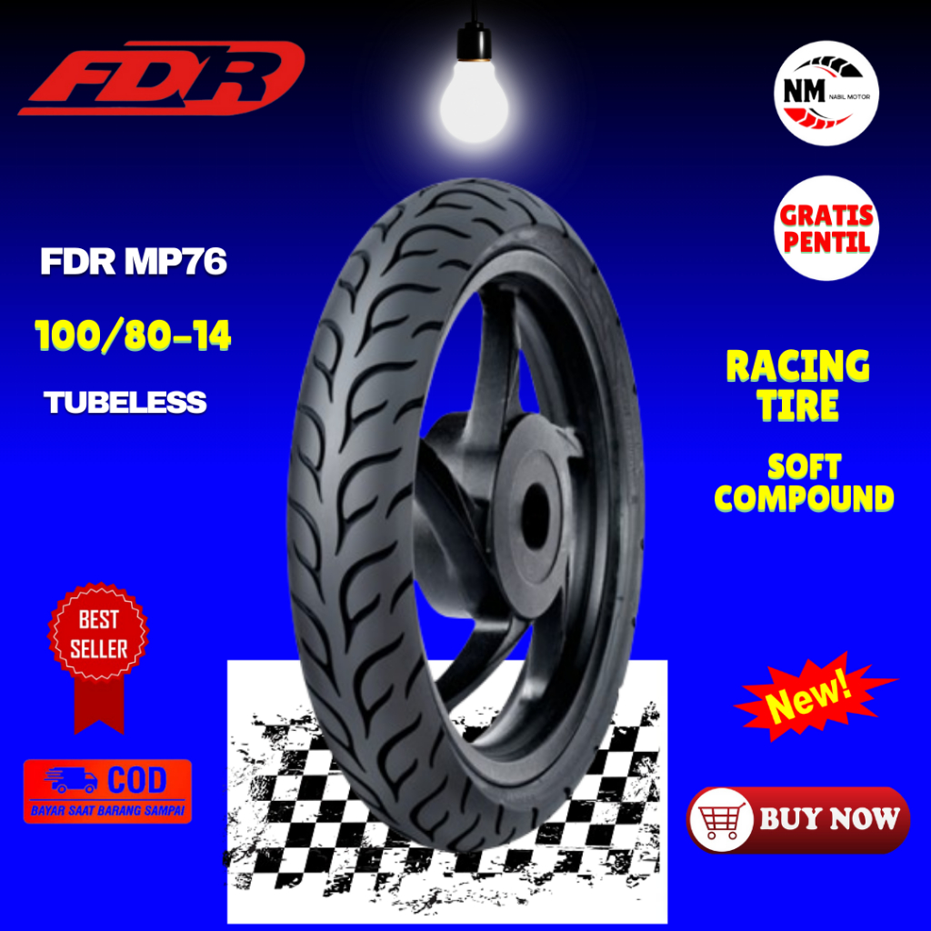 Jual Ban Motor FDR SPORT MP 76 100/80-14 Tubeless Ring 14 MP76 Gratis ...