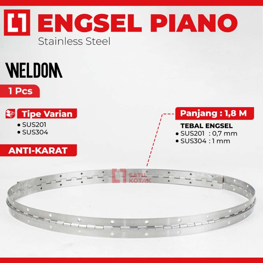 Jual WELDOM Engsel Piano Hinge Stainless SUS201/304 | Shopee Indonesia