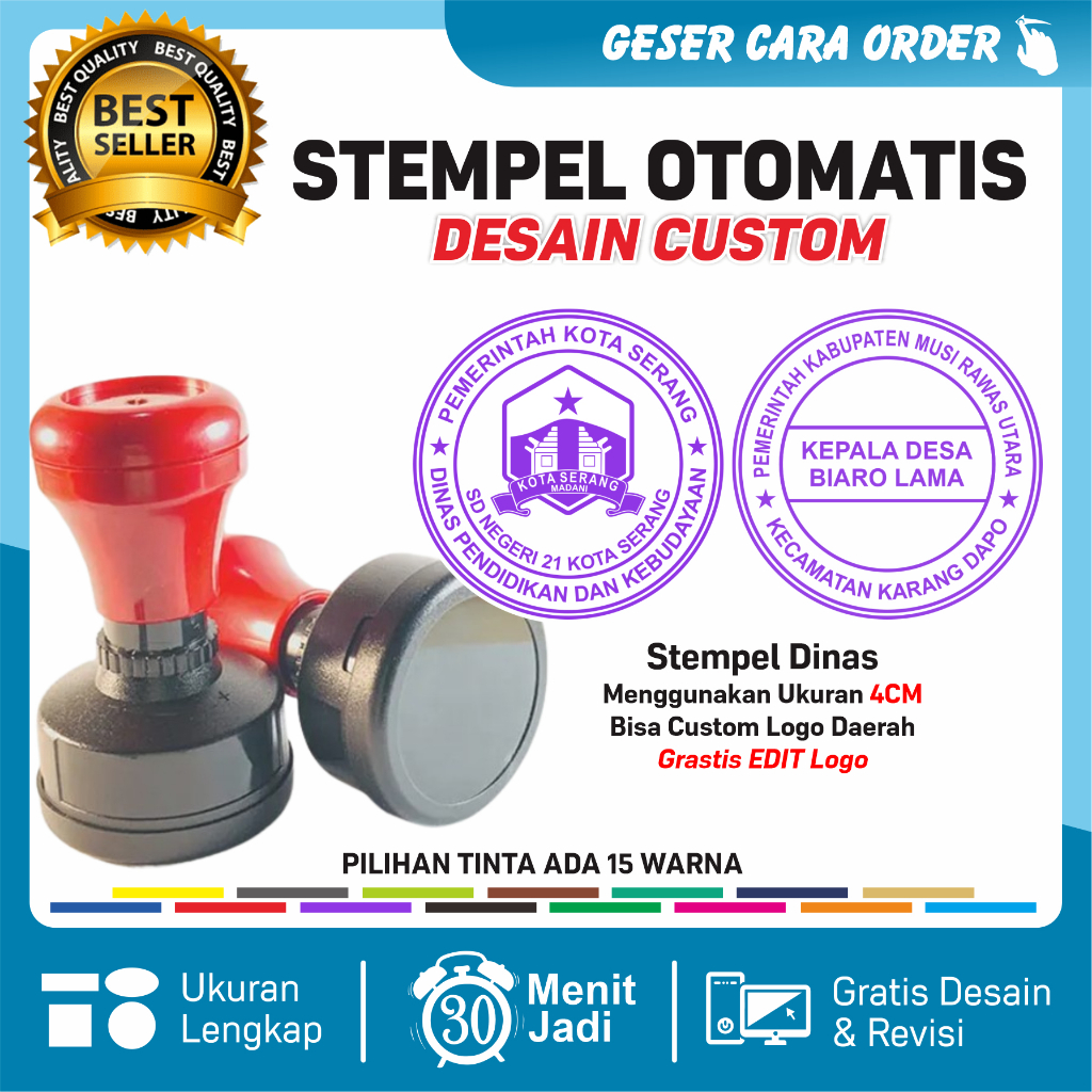 Jual CETAK STEMPEL FLASH/OTOMATIS CEPAT CUSTOM STEMPEL PEMERINTAHAN PERUSAHAAN LOGO NAMA TANDA ...