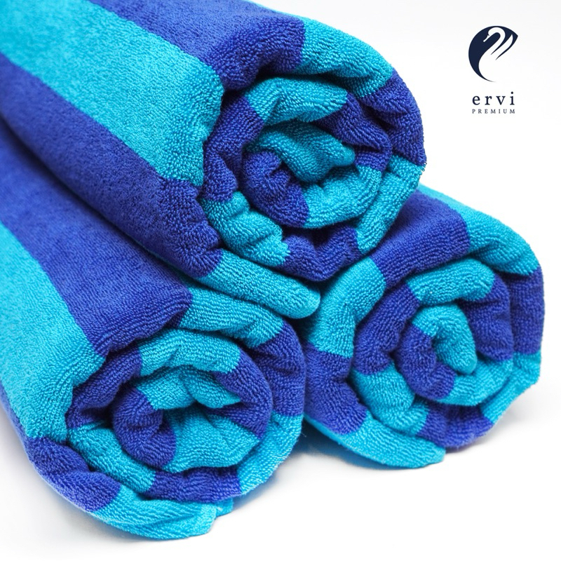 Jual HANDUK KOLAM RENANG GARIS Pool Towel stripe LIGHT BLUE DARK BLUE ...