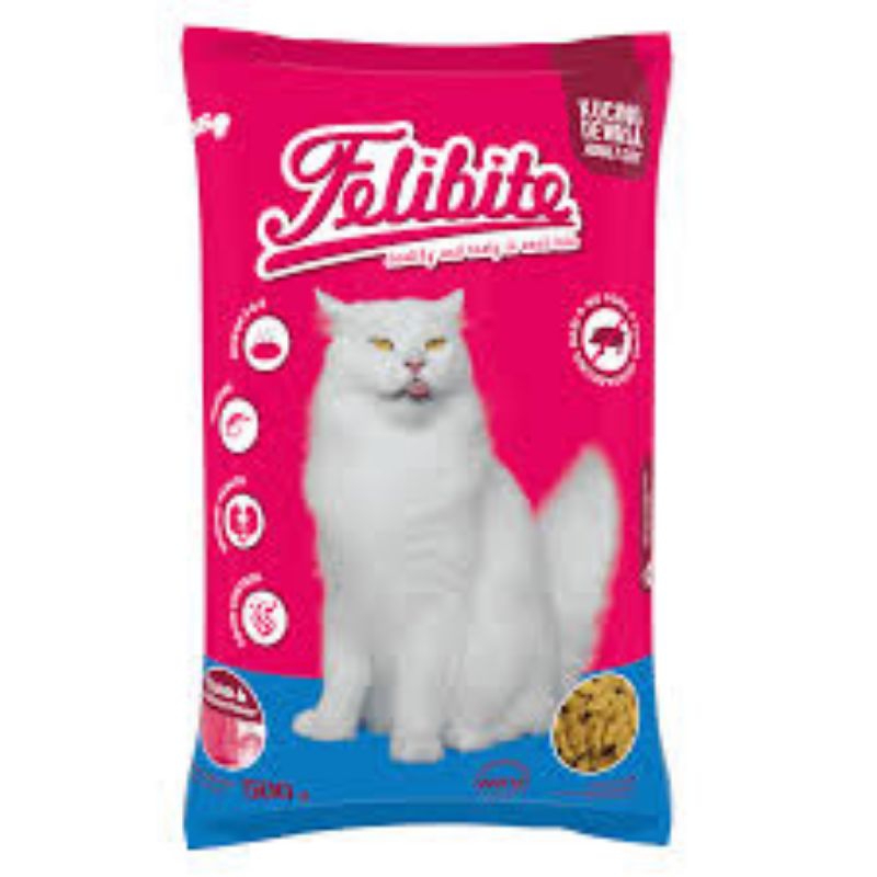 Jual FELIBITE MERAH IKAN MAKANAN KUCING rasa Ikan dan ayam kemasan 500g ...