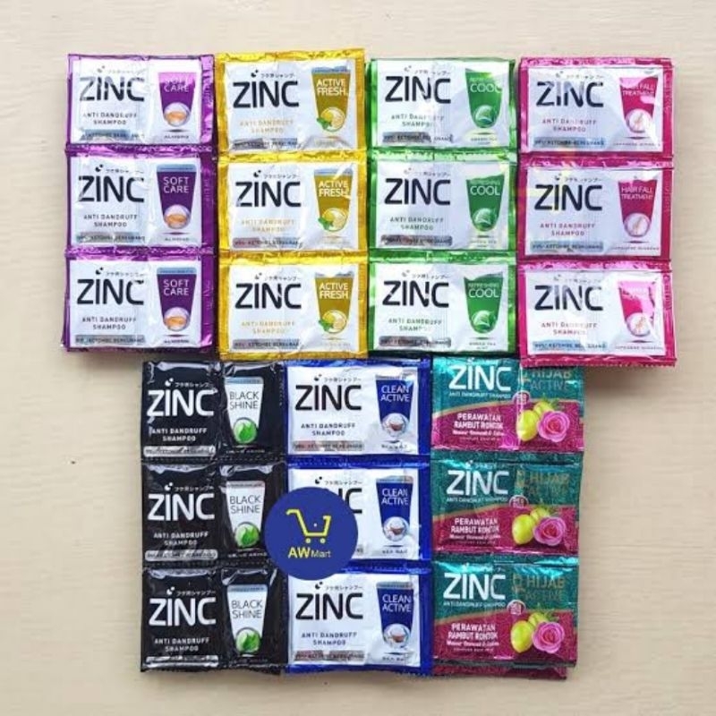 Jual [ ZINC ] SHAMPO SHAMPOO ZINC 1 RENCENG ISI 12 SACHET | Shopee ...