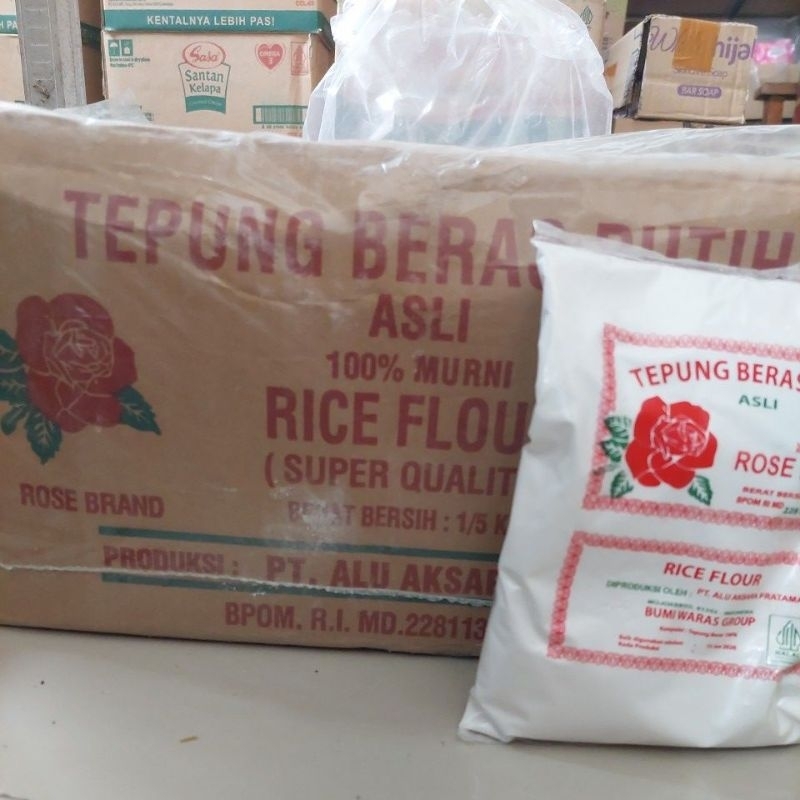 Jual Tepung beras rose brand 1 dus isi 50 pcs kemasan 200 gram | Shopee ...