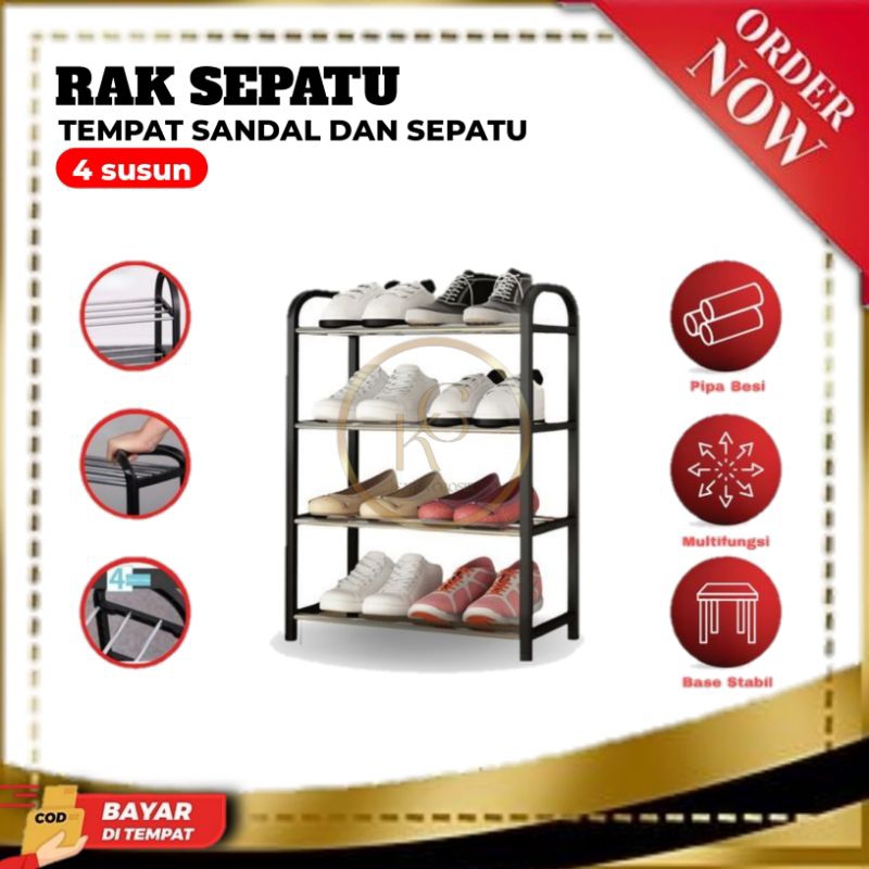 Jual Rak Sepatu Besi 4 Susun/Rak Sepatu Besi Serbaguna Murah | Shopee ...