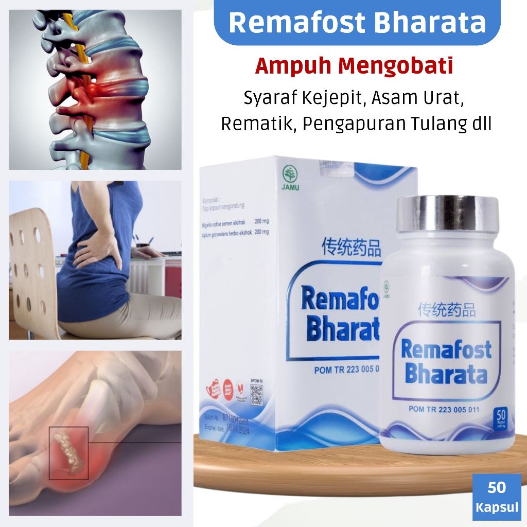 Jual Obat Saraf Kejepit Ampuh | Obat Asam Urat Rematik Patah Tulang Remafost Bharata Original ...