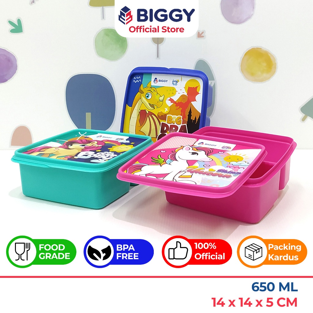 Jual Biggy Lunch Box Emoticon 650ml Sekat 2 / Tempat Makan Souvenir ...