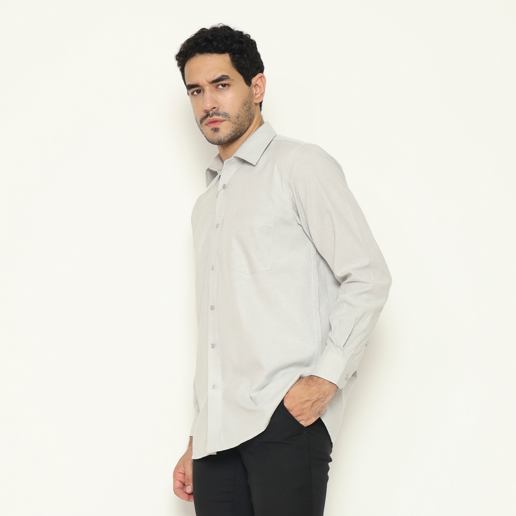 Jual Gianni Visentin Kemeja Lengan Panjang Pria Regular Fit - Abu Muda ...