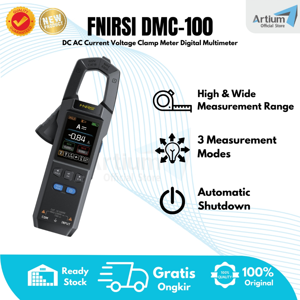 Jual FNIRSI DMC-100 AC DC Current Clamp Meter 10000 Counts | Tang Ampere Digital 600A | Digital ...