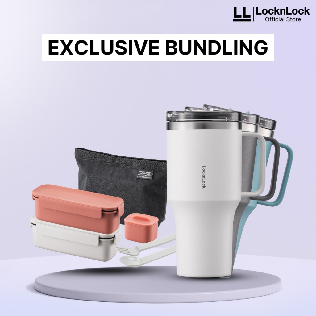 Jual LocknLock Exclusive Bundling Metro King Tumbler 820ml + Slim Lunch ...