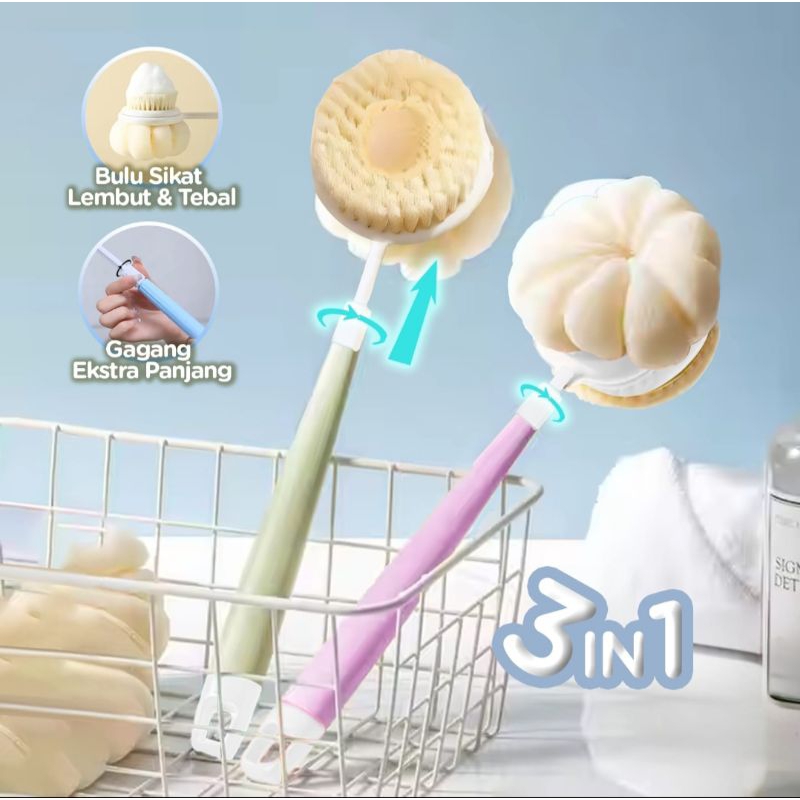 Jual Sikat Spon Mandi Gagang Panjang 2 sisi Shower Puff | Shopee Indonesia