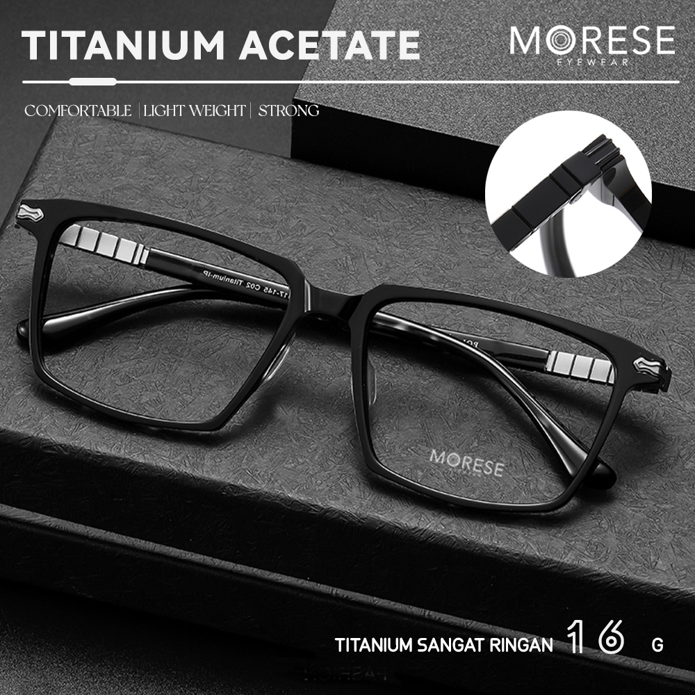 Jual Morese Kacamata Titanium Frame Model Kotak Fashion Style Bisnis ...