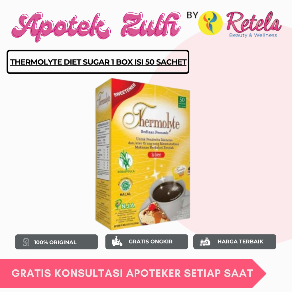 Jual THERMOLYTE DIET SUGAR 1 BOX ISI 50 SACHET | Shopee Indonesia