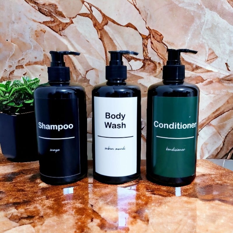 Jual BOTOL PLASTIK PUMP 500ML HITAM AESTHETIC ISI ULANG REFIL / BOTOL ...