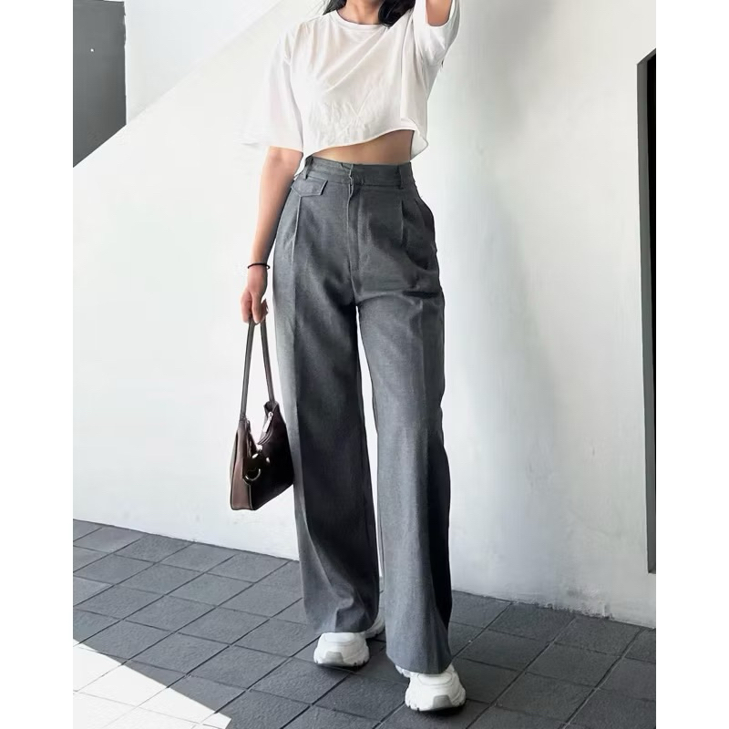 Jual ORO PANTS - Celana Kerja Wanita Highwaist Anti Kusut - Loose Pants ...