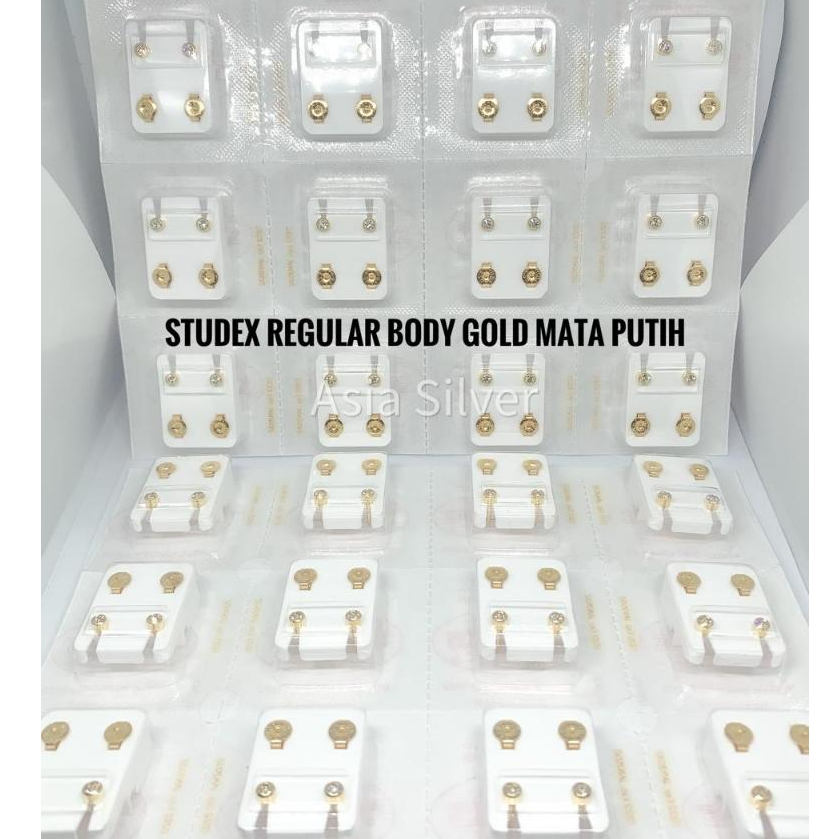 Jual Anting STUDEX Tindik Bayi & Dewasa Ukuran Sedang Reguler Mata Putih Body Gold / Silver ...