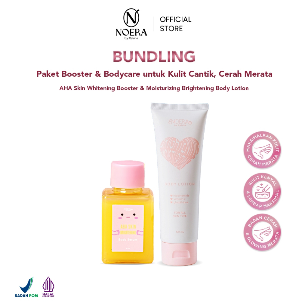 Jual Paket Bundling Noera AHA Skin Whitening Booster Body Serum + Noera ...