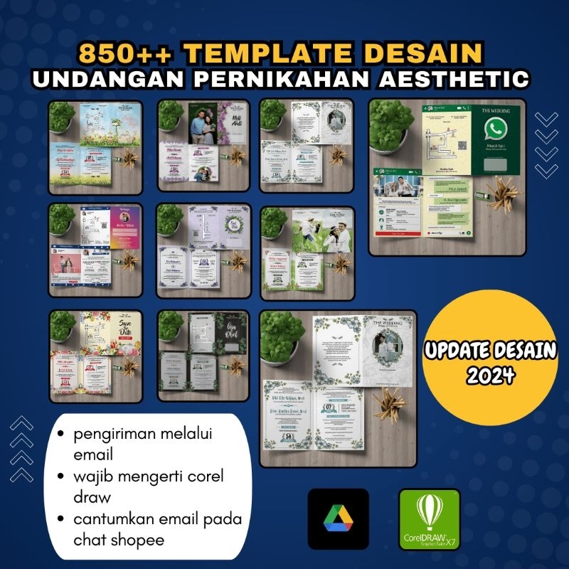 Jual 800+ Template Desain Undangan Pernikahan Aesthetic Corel draw (CDR) | Shopee Indonesia