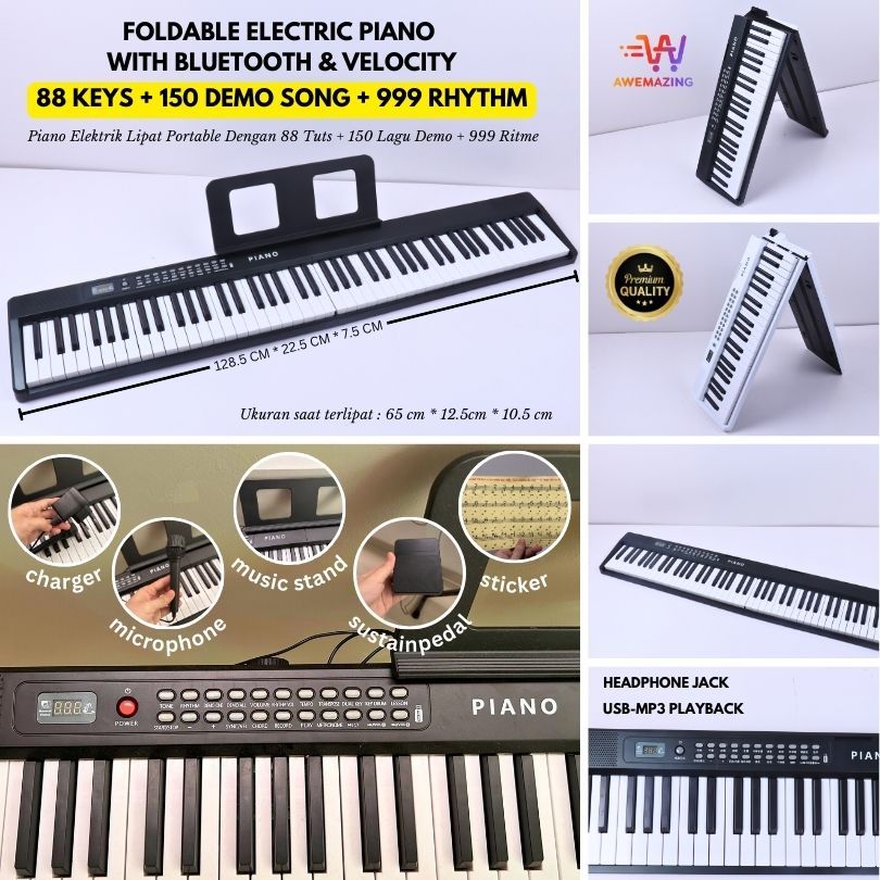 Jual KEYBOARD PIANO ELEKTRIK PORTABLE LIPAT 88 KEYS / FOLDABLE ELECTRIC ...