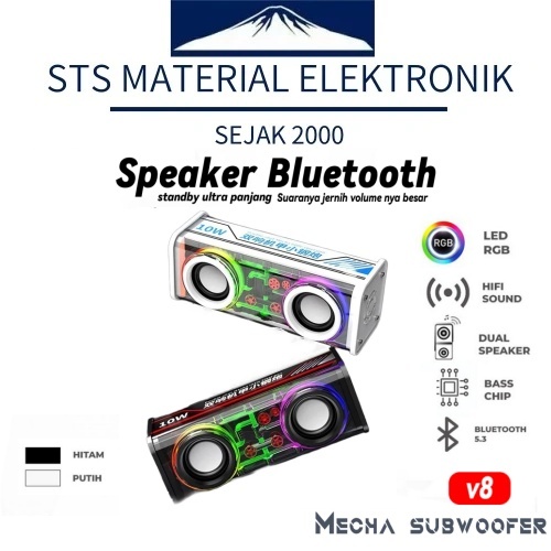 Jual v8 Mecha speaker bluetooth subwoofer meriam baja kecil transparan audio portabel nirkabel ...