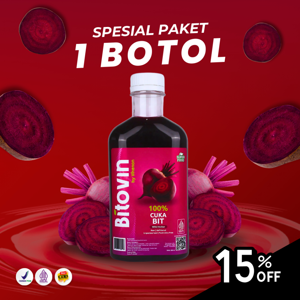 Jual Bitovin Cuka Buah Bit Segar 300Ml - Penambah Darah Alami ...