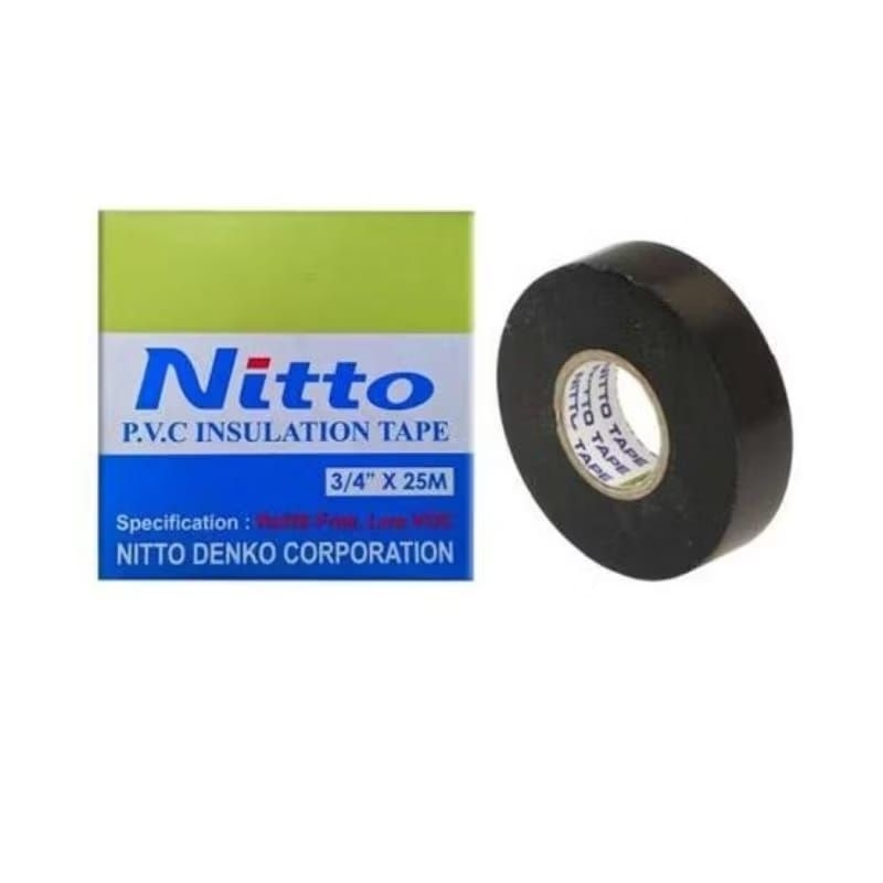 Jual ISOLASI NITTO LISTRIK ORIGINAL TAPE HITAM PVC KABEL NITO 3/4" 30M ...