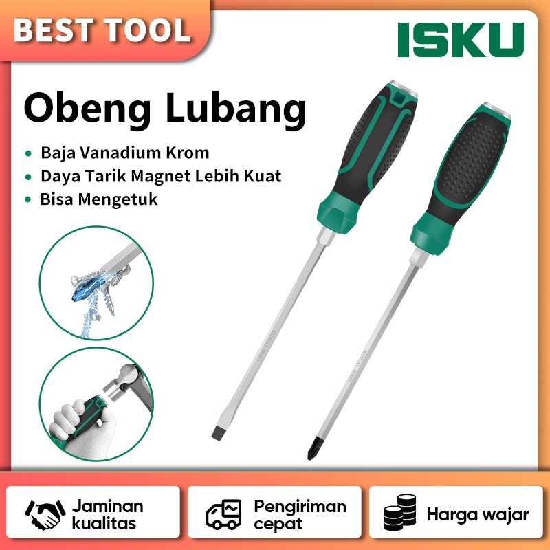 Jual ISKU Obeng Ketok Magnet Phillips Dan Plus Obeng PH2X160mm Tip ...