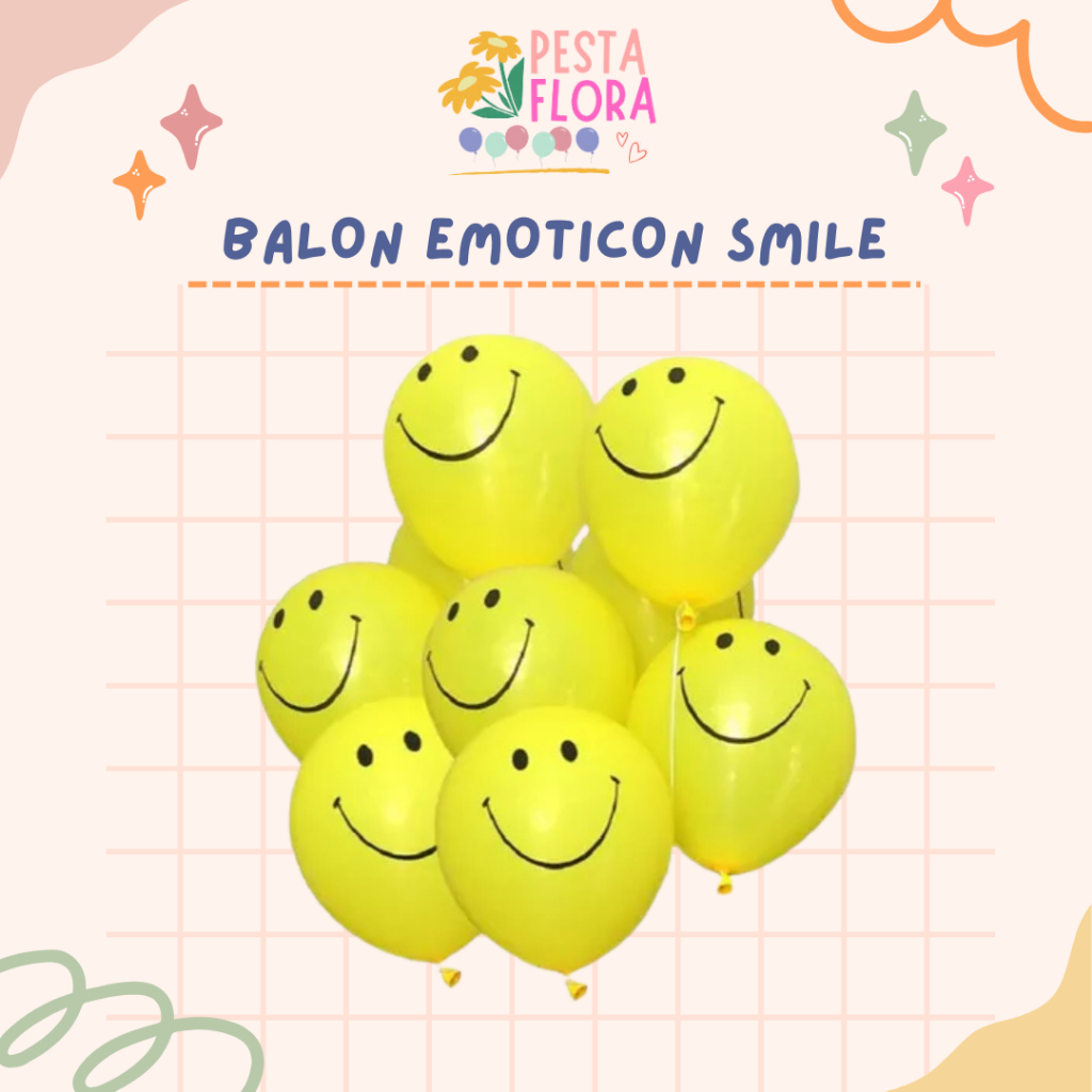 Jual Balon Emoticon Smile Kuning Ukuran 12 Inch 1 Pack Isi 10pcs ...