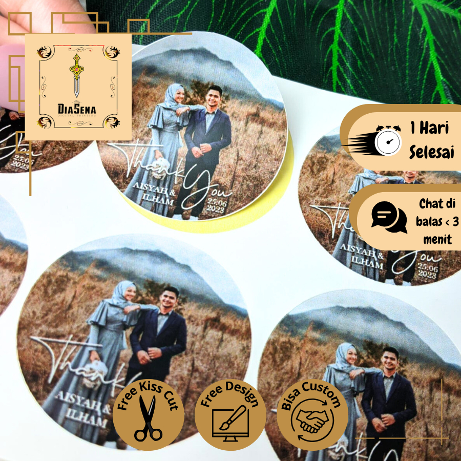 Jual 2-4 Diasena Stiker Wedding Souvenir Sticker Custom Ucapan Nikah ...