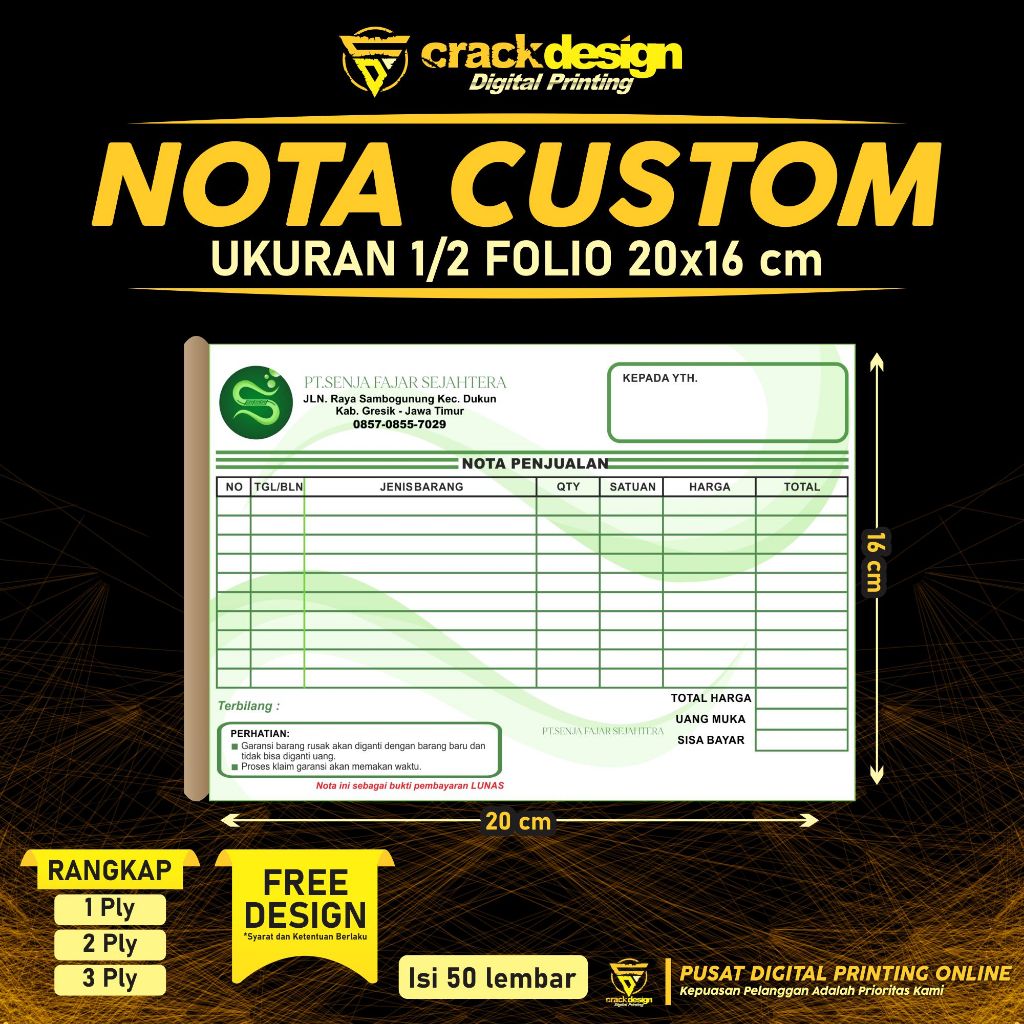 Jual CETAK NOTA 1/2 FOLIO CUSTOM | Shopee Indonesia