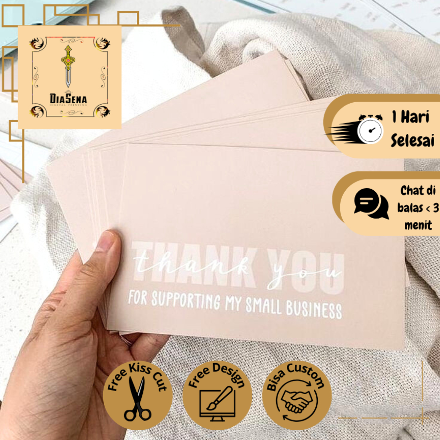 Jual TKC 3 8-15 Diasena Sticker Thank You Card Custom Thanks Card ...