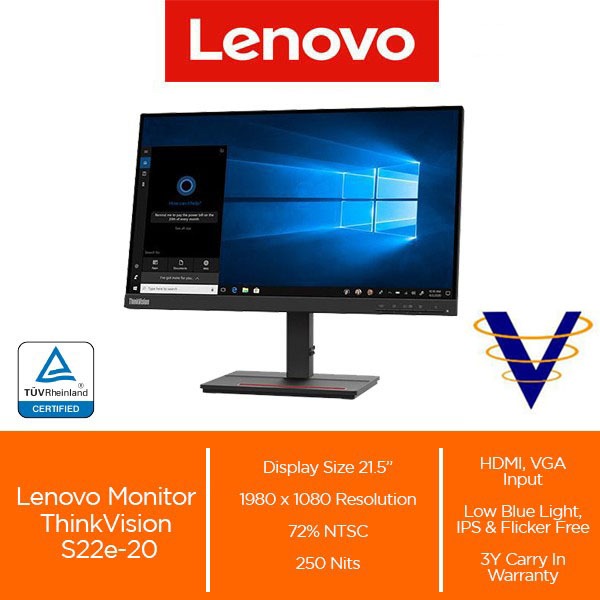 Jual Lenovo ThinkVision S22e-20 21.5" VA 21.5" | Shopee Indonesia