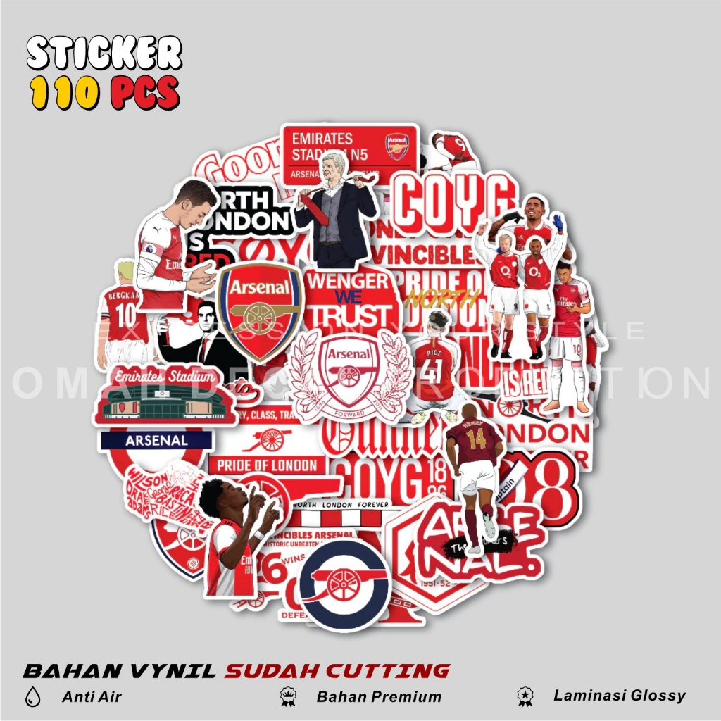 Jual TICKER PACK ARSENAL WATERPROOF STIKER AESTHETIC BOLA UNTUK LAPTOP ...