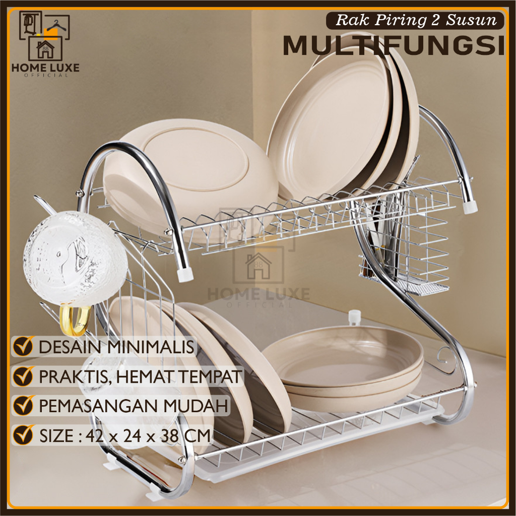 Jual HOMELUXE Rak Piring Stainless 2 Susun / Rak Piring 2 Tingkat ...