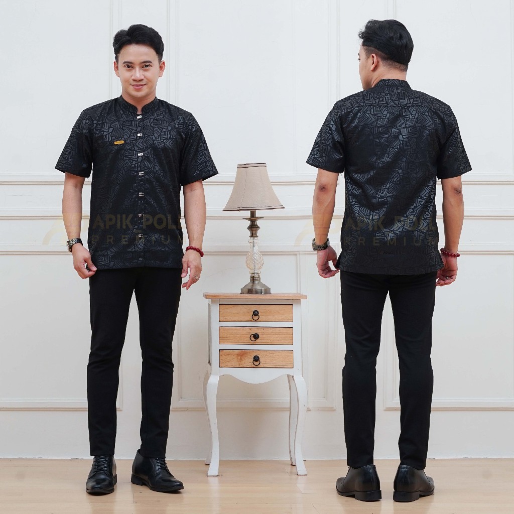 Jual KEMEJA KOKO SULTAN EMBOS - HITAM | Shopee Indonesia