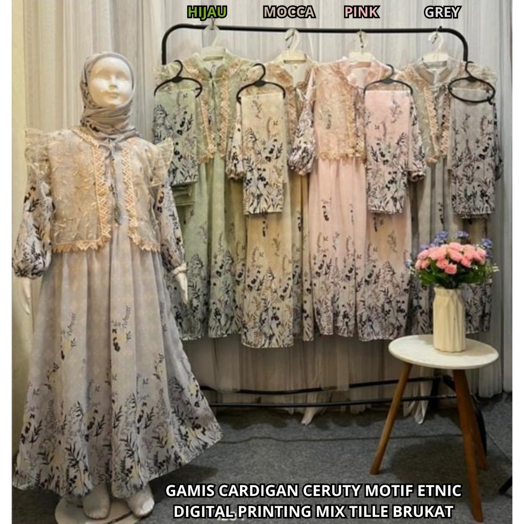 Jual Gamis Ceruty Babydoll Mix Cardigan Tile Brukat Anak Perempuan Usia ...