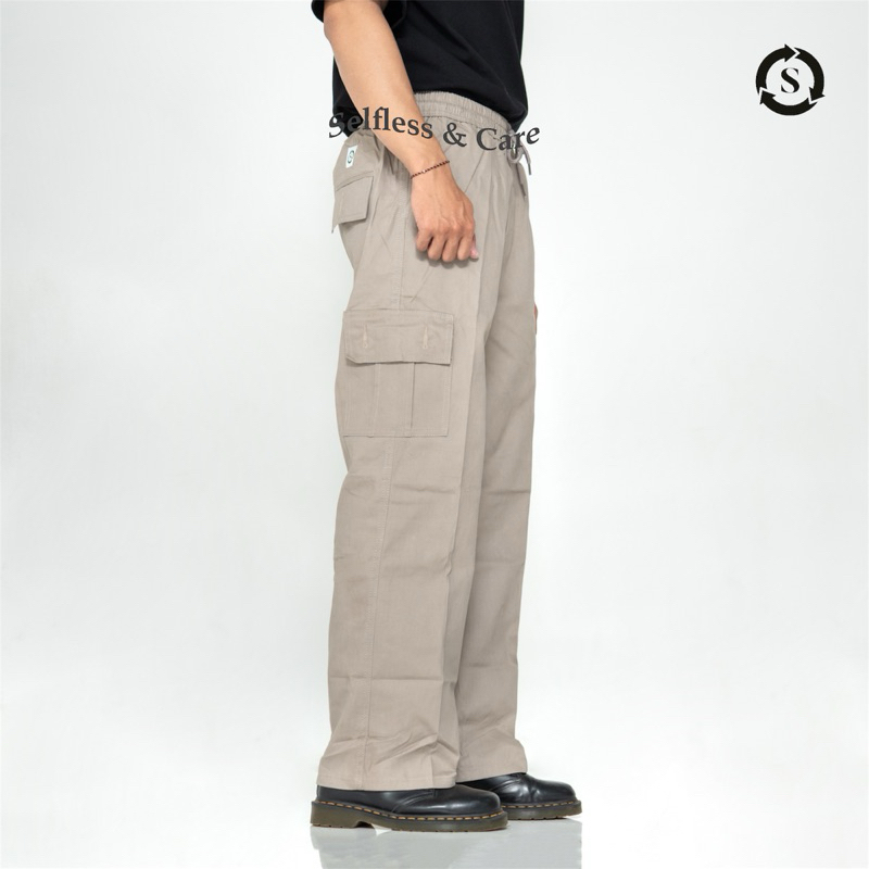 Jual Selfless - Celana Panjang Relaxed Track Pants Cargo Pria Pinggang Tali Karet | Shopee Indonesia