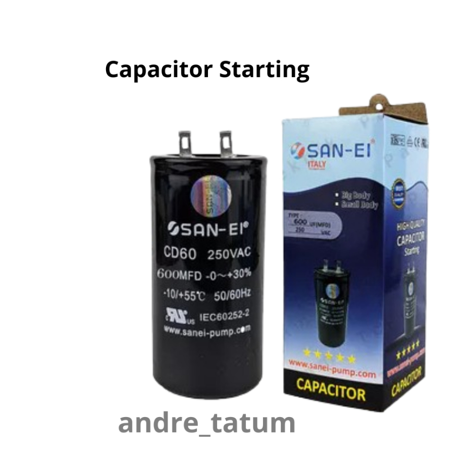 Jual KAPASITOR STARTING 600MFD 250V SAN-EI SOKET CAPACITOR START SANEI ...