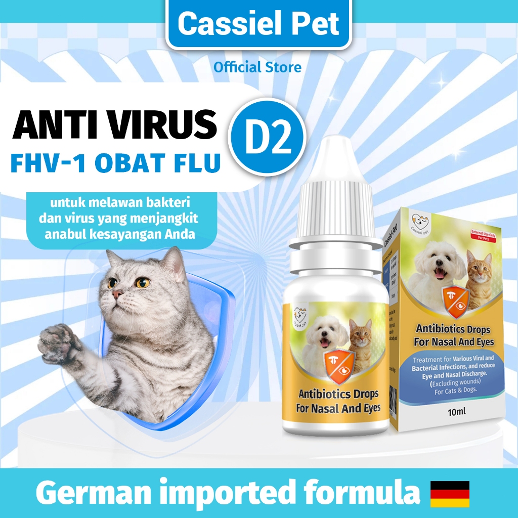 Jual Cassiel Pet Virus (FHV) Drops Obat Flu Berat Kucing Anti Virus D2 ...