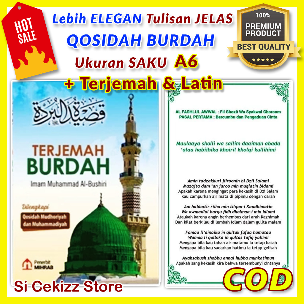 Jual Kitab QOSIDAH BURDAH Lengkap Dengan LATIN dan TERJEMAH Ukuran ...