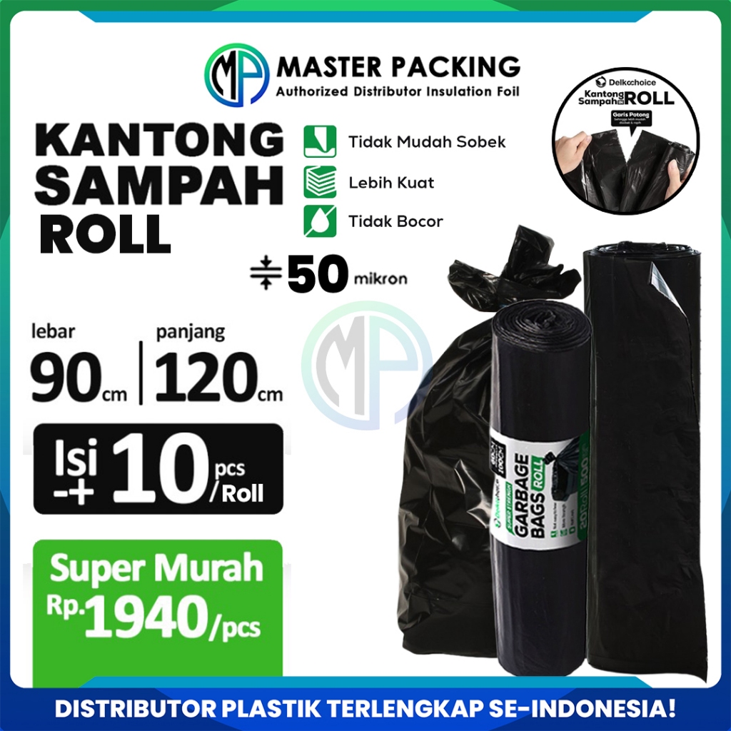 Jual Kantong Kresek Plastik Sampah Roll Hitam Tebal 90cm x 120cm ...