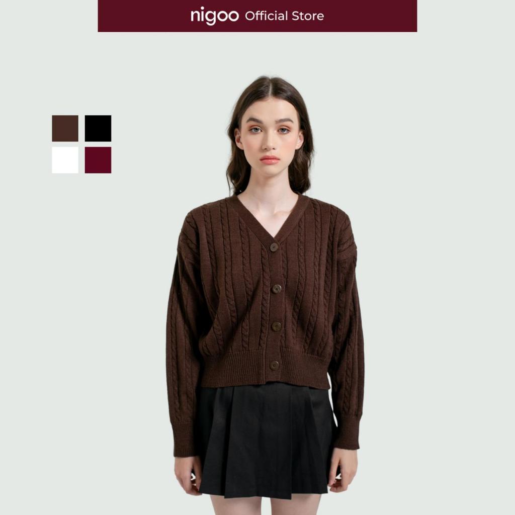 Jual NIGOO Isla Cable Cardigan Knitwear Wanita | Shopee Indonesia
