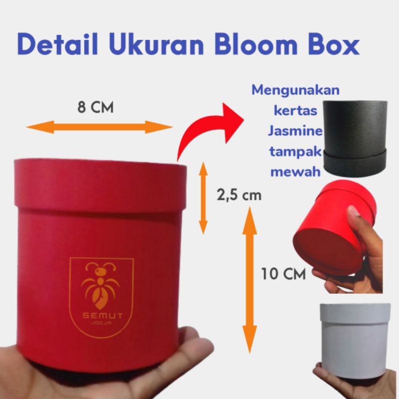 Jual Bloom Box Bulat/ Ukuran Diameter 8 cm & Tinggi 10 cm/ Flower Box ...